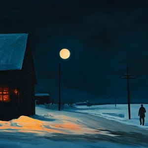 Winter Night Landscape Canvas Print Inspired by Edward Hopper – Cozy ...
