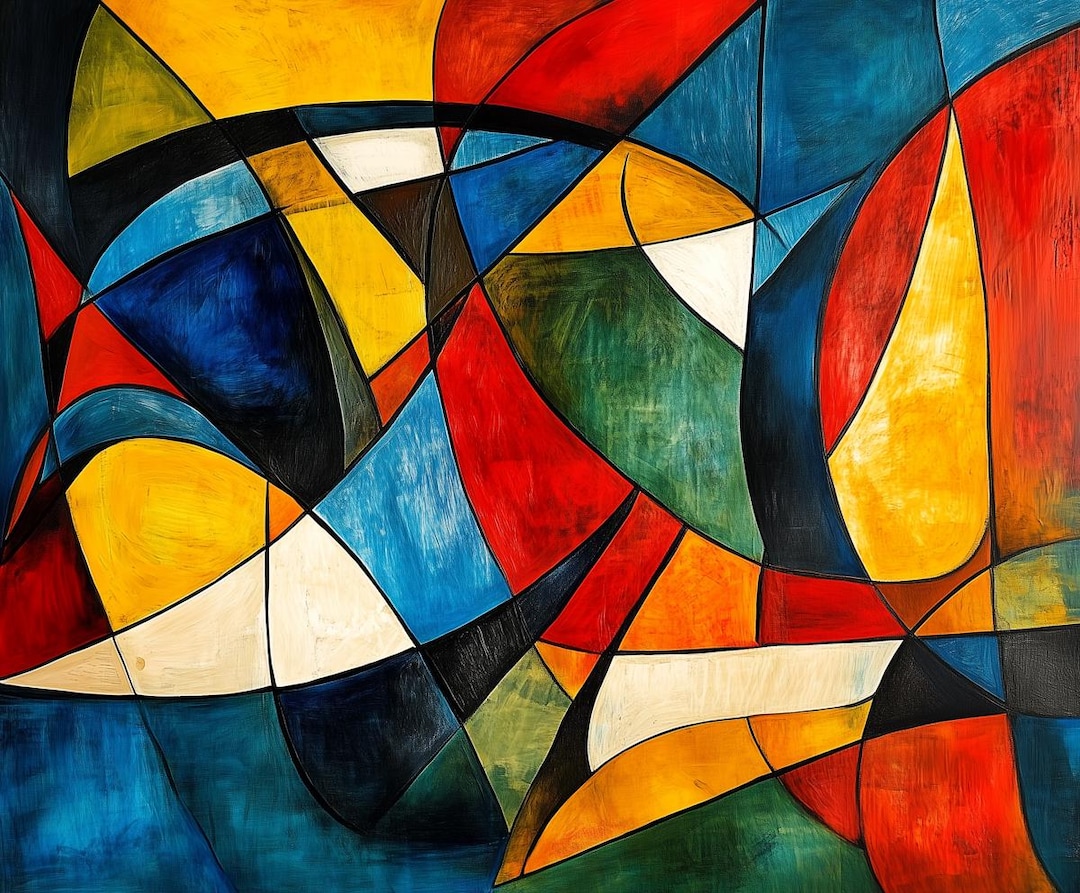 Abstract Colorful Canvas Print Inspired by Wassily Kandinsky for Modern ...