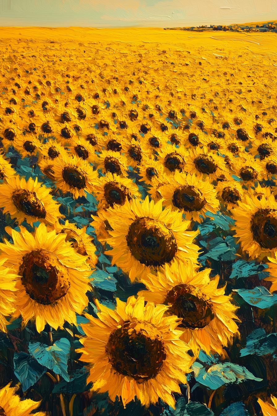 Brilliant Sunflower Field Canvas Print Home Decor Stunning Yellow Wall ...