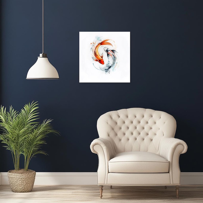 Koi Fish Canvas Print Watercolor Art Home Decor Wall Art in the Style ...