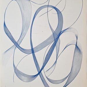 Abstract Blue Line Art Canvas Print Inspired by Modern Minimalist ...