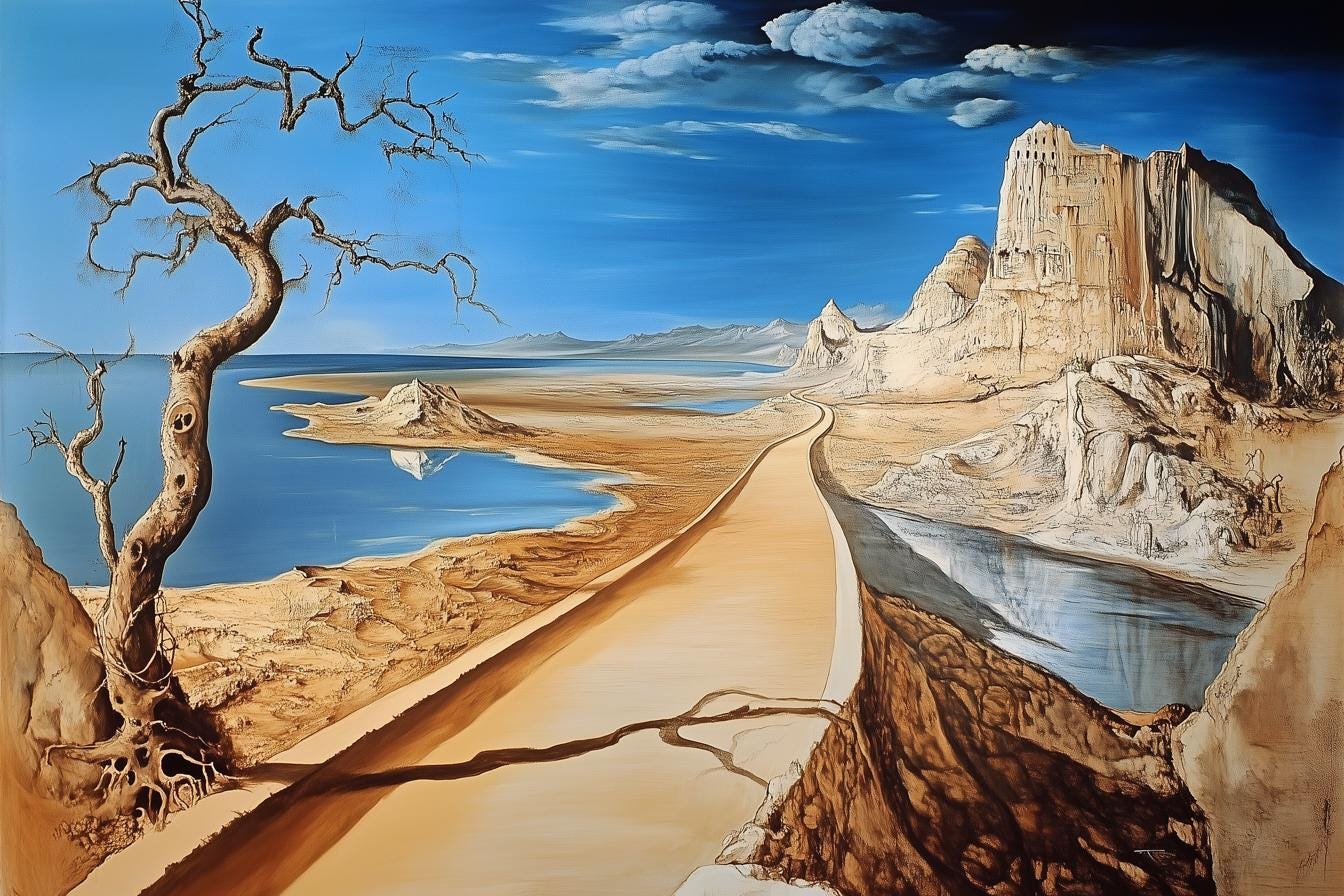 Surreal Desert Landscape Canvas Print Inspired by Salvador Dali With ...