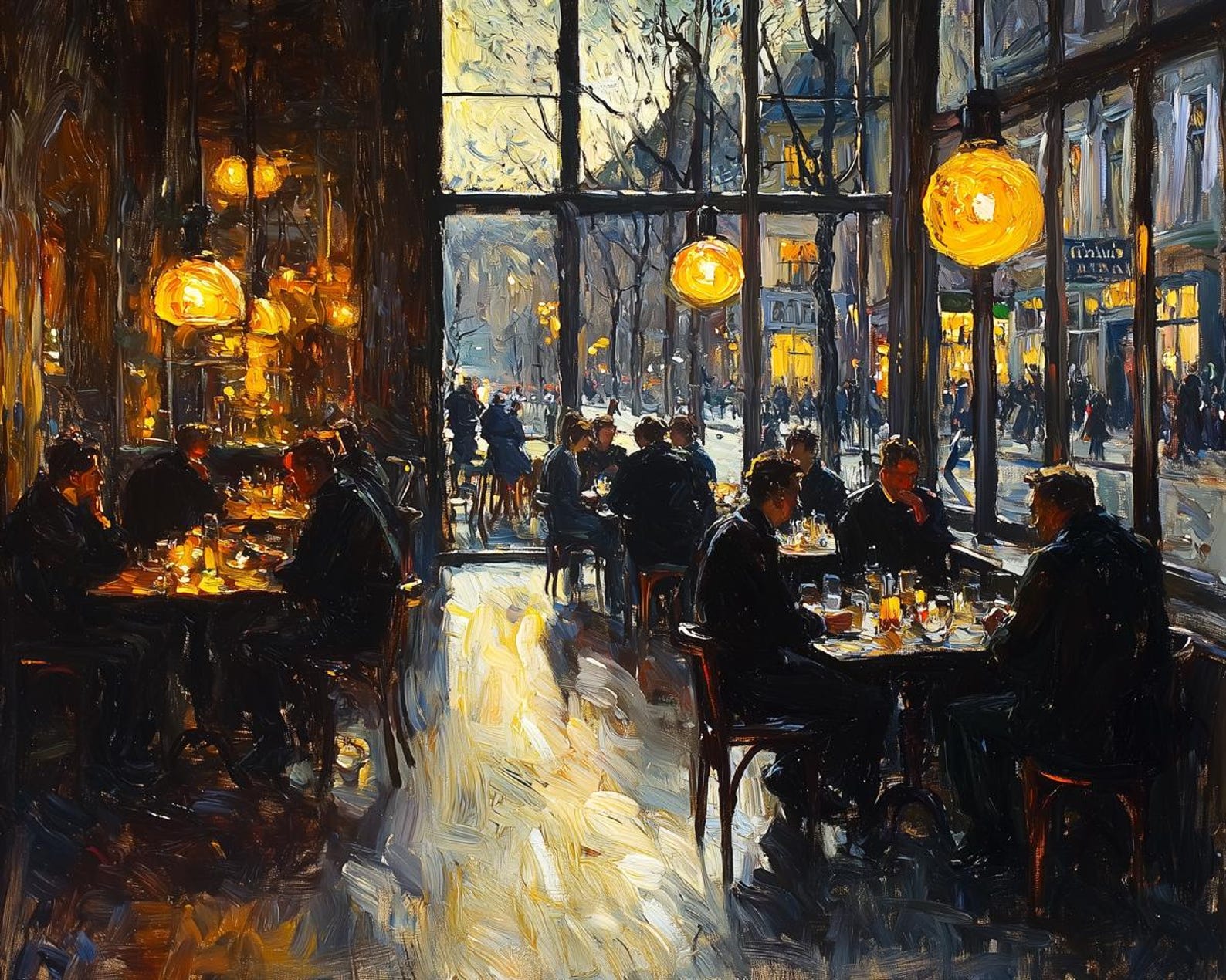 Custom Canvas Print of Warm Café Scene Inspired by Impressionist ...