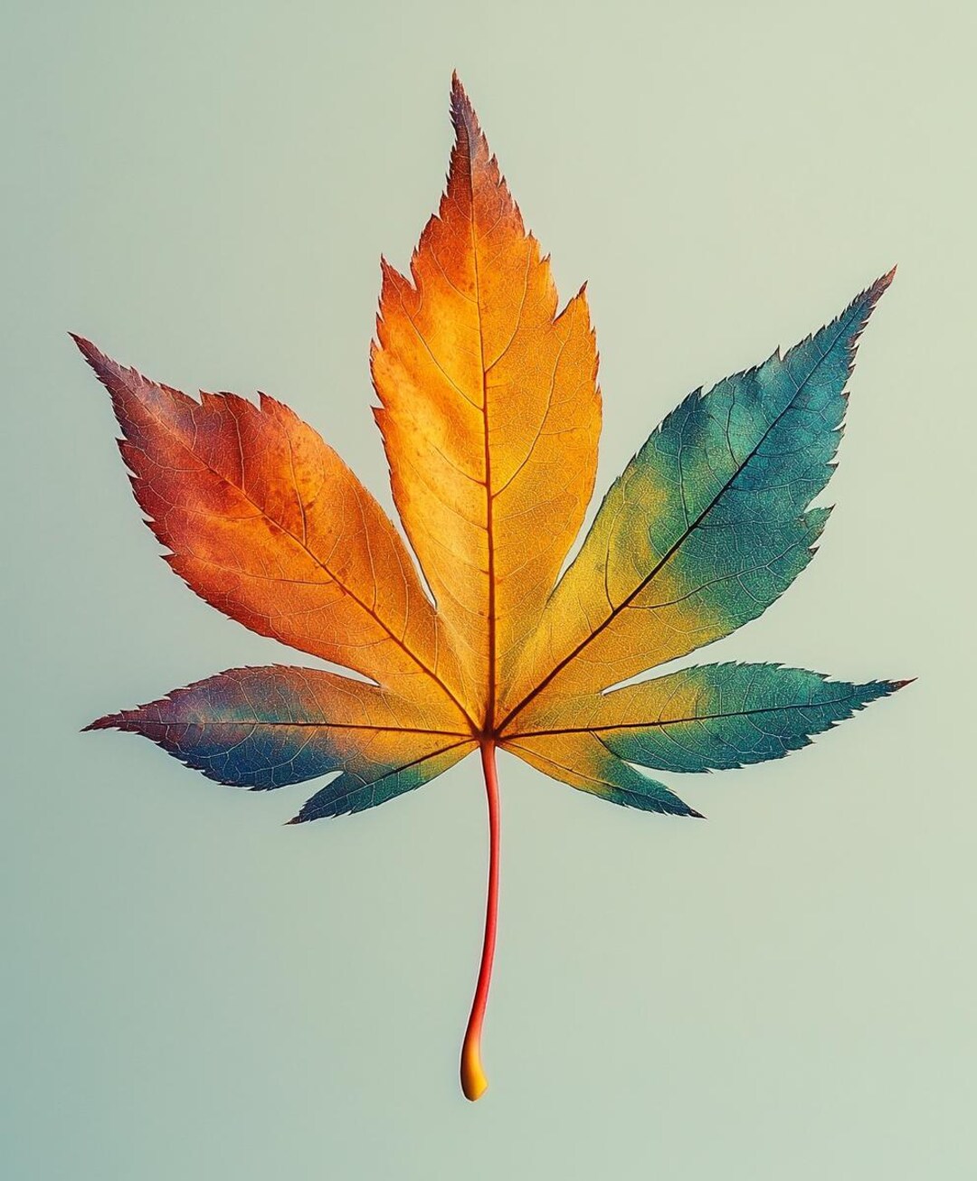 Vibrant Rainbow Japanese Maple Leaf Canvas Print | Minimalist Colorful ...