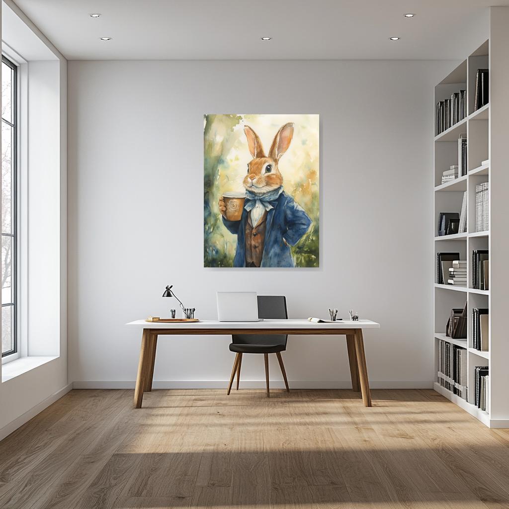 Charming Peter Rabbit Inspired Bunny in Formal Attire Watercolor Canvas ...