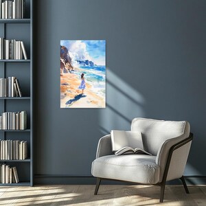 Custom Canvas Print Beach Scene Watercolor Art Inspired by ...