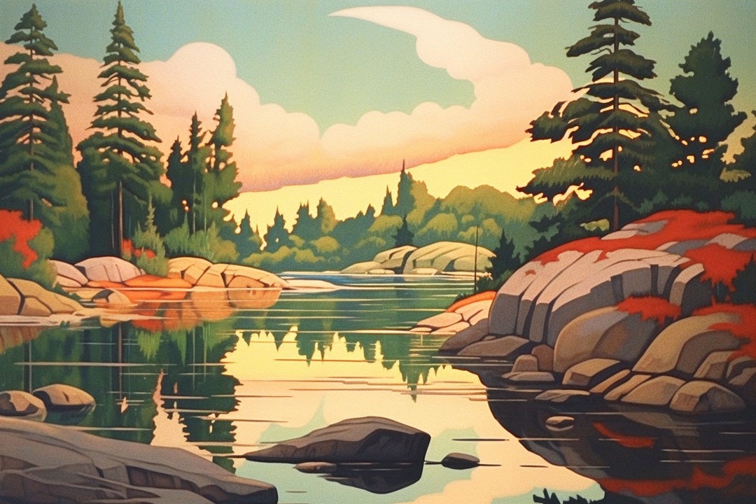 Original Landscape Artwork Inspired by AJ Casson - Serene Stream in ...