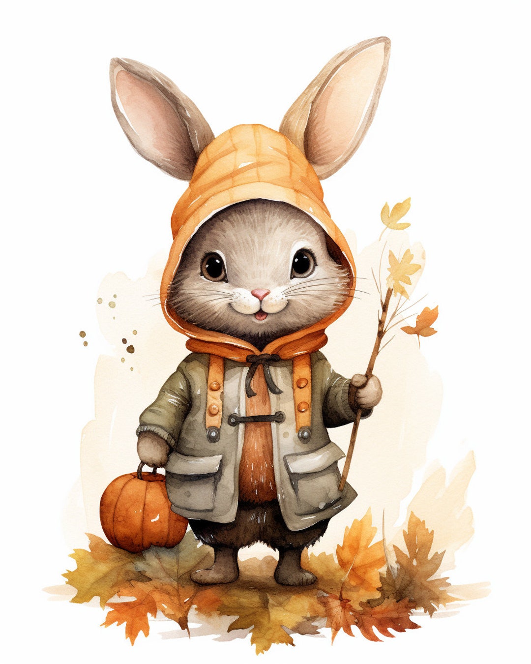 Beatrix Potter Inspired Custom Canvas Print: Fall Bunny Illustration ...