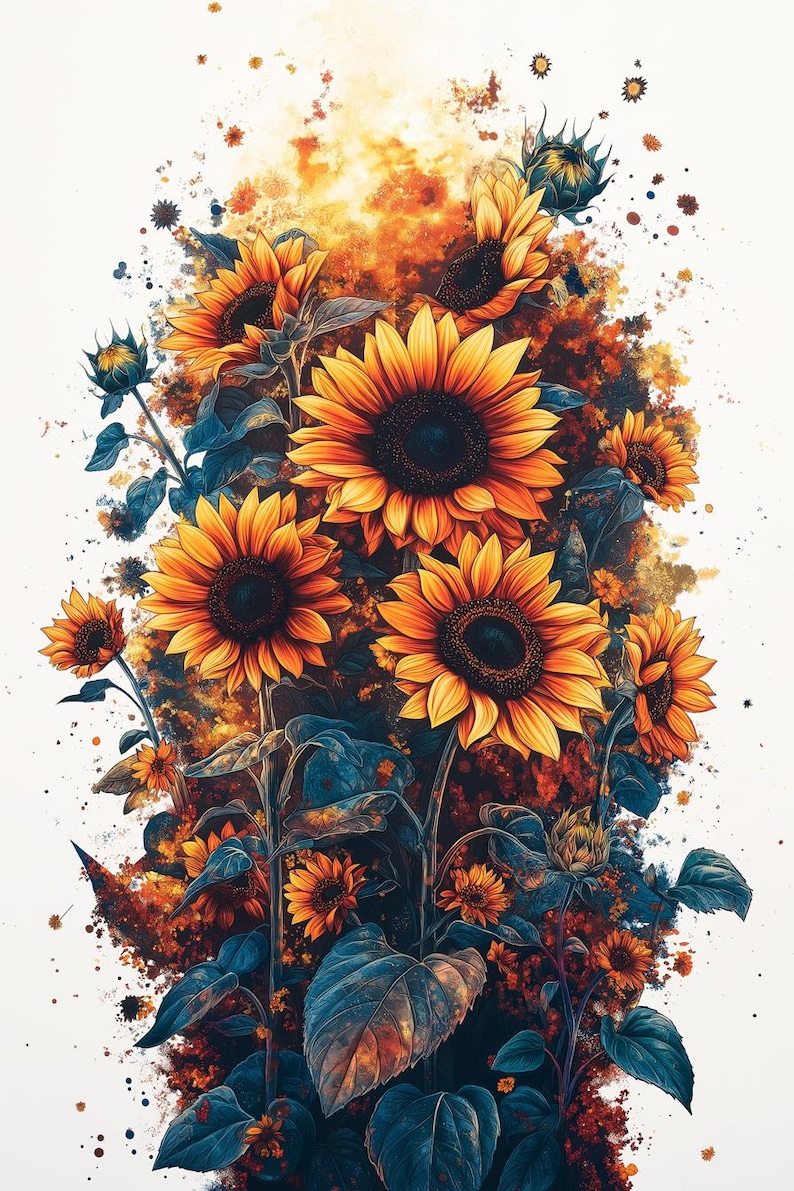 Sunflower Canvas Art Print in the Style of Van Gogh for Unique Home ...