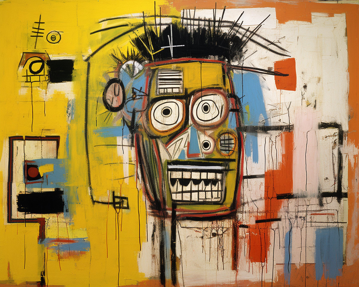 Jean-michel Basquiat Inspired Yellow-toned Abstract Portrait: A Custom ...