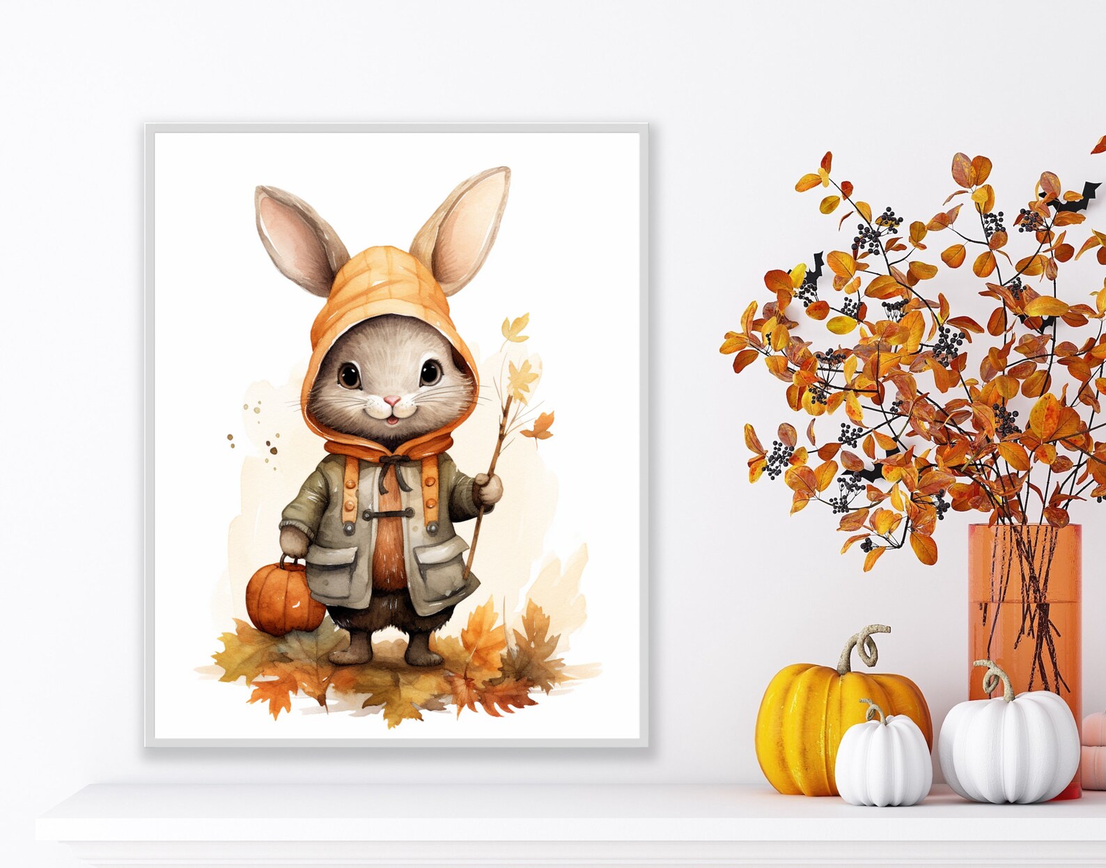 Beatrix Potter Inspired Custom Canvas Print: Fall Bunny Illustration ...