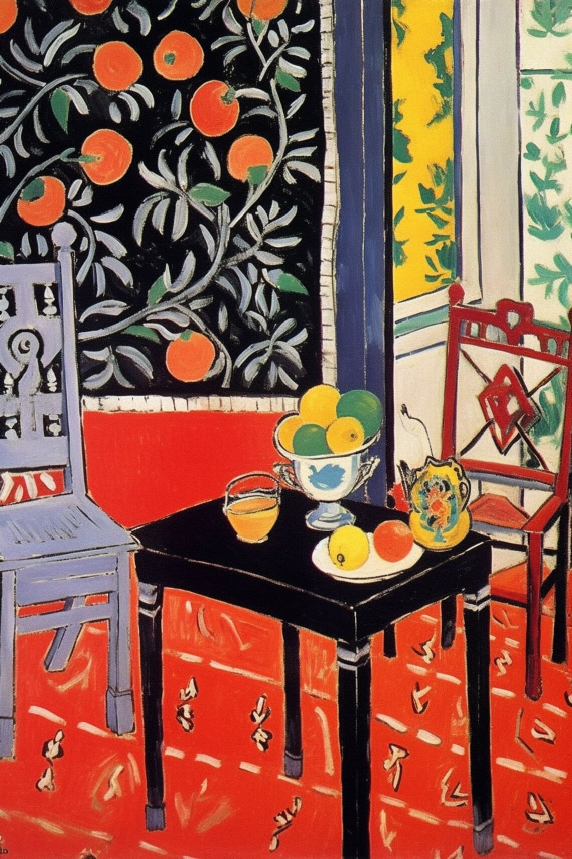 Spanish Kitchen Inspired by Matisse: Red Morning Breakfast Wall Art for ...