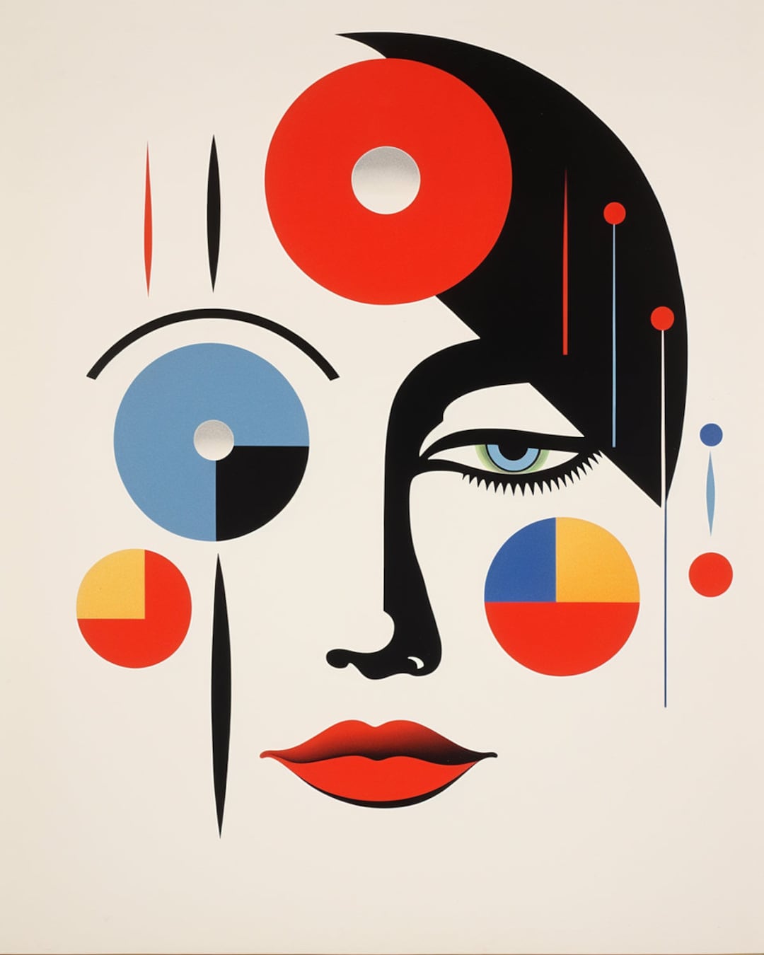 Paul Rand Style Abstract Woman: Unique Custom Canvas Portrait in ...