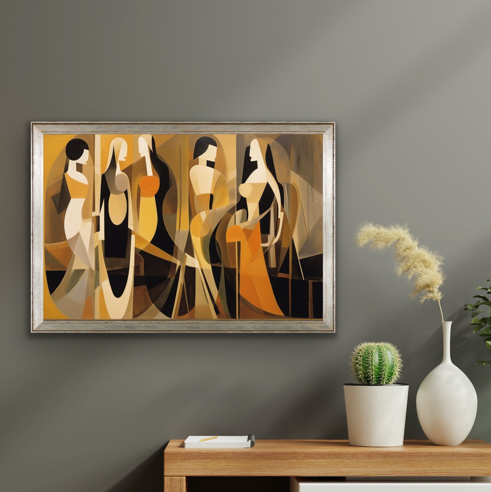 Marcel Duchamp Inspired Abstract Women Artwork in Warm Tones - Custom ...