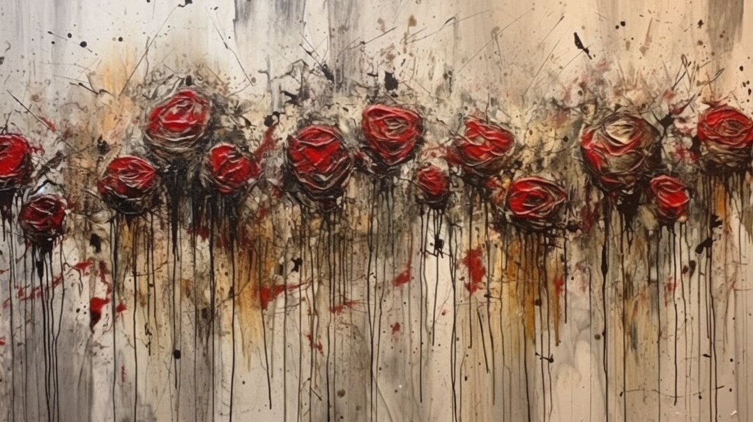 Distressed Roses: A Cy Twombly Inspired Abstract Painting | Canvas Home ...