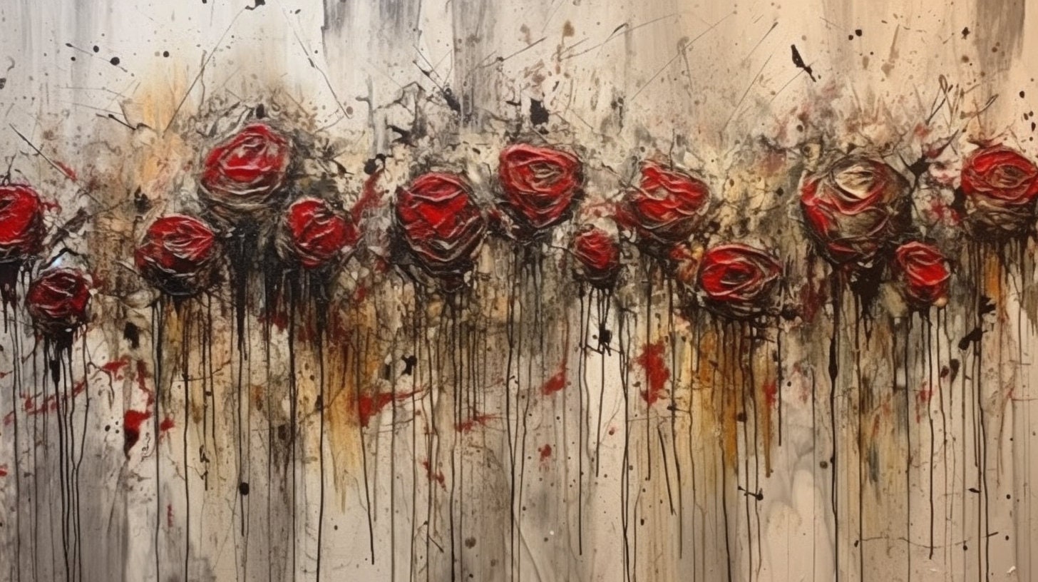 Distressed Roses: A Cy Twombly Inspired Abstract Painting | Canvas Home ...