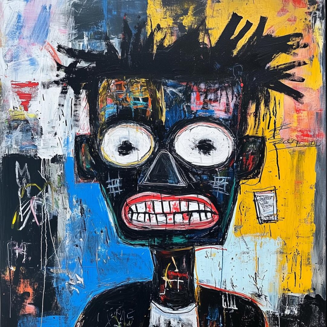 Bold Custom Canvas Print Inspired by Jean-michel Basquiat Colorful ...