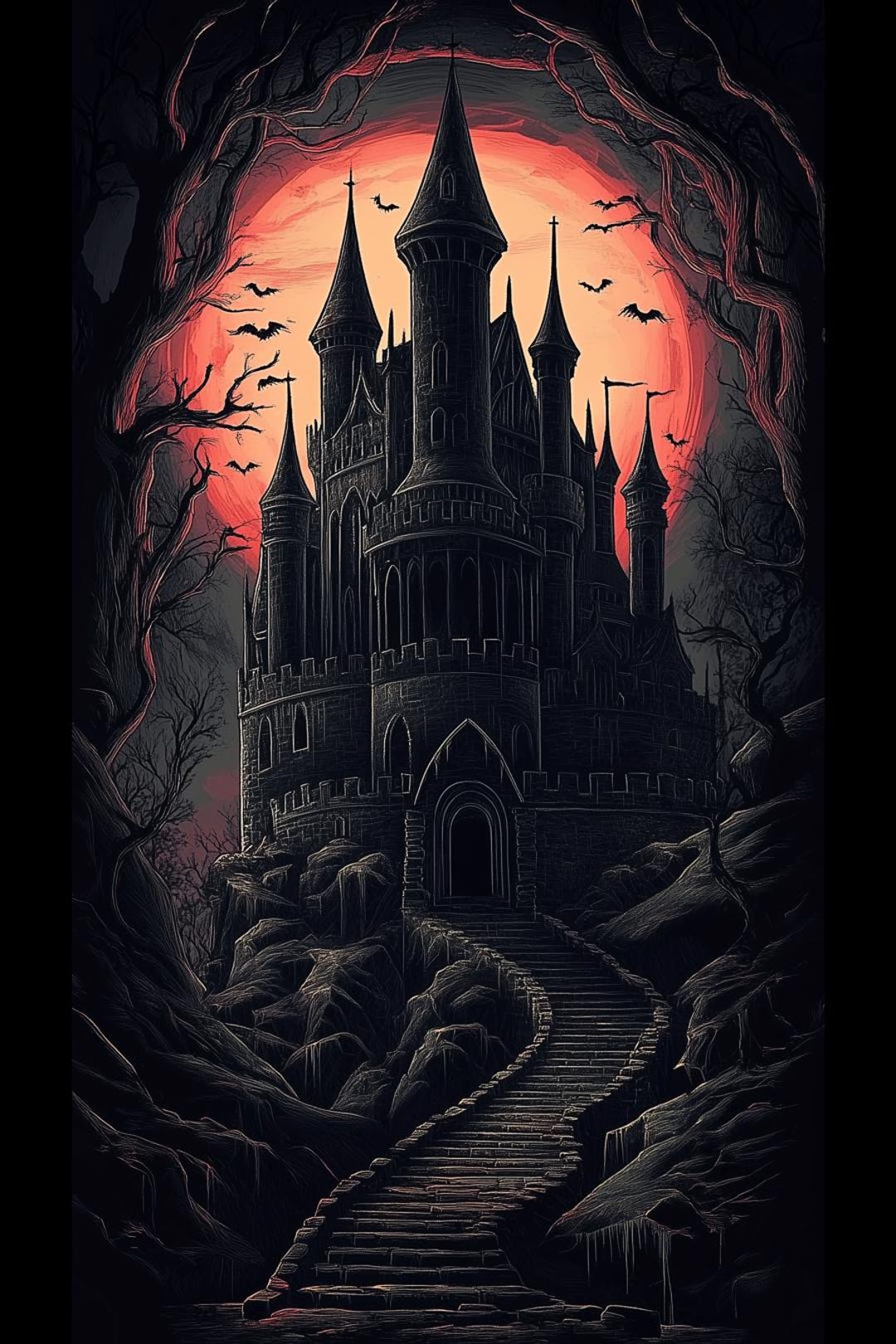 Gothic Castle Wall Art Canvas Print Dark Fantasy Decor Digital Download ...
