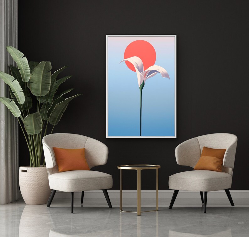 Minimalist Georgia O'keeffe Inspired White Flower Painting | Digital ...