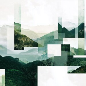 Mountain Landscape Abstract Canvas Print in Green Tones Inspired by ...