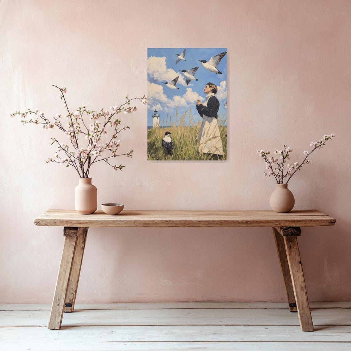 Inspired by Andrew Wyeth Landscape Canvas Print With Woman, Luminous ...