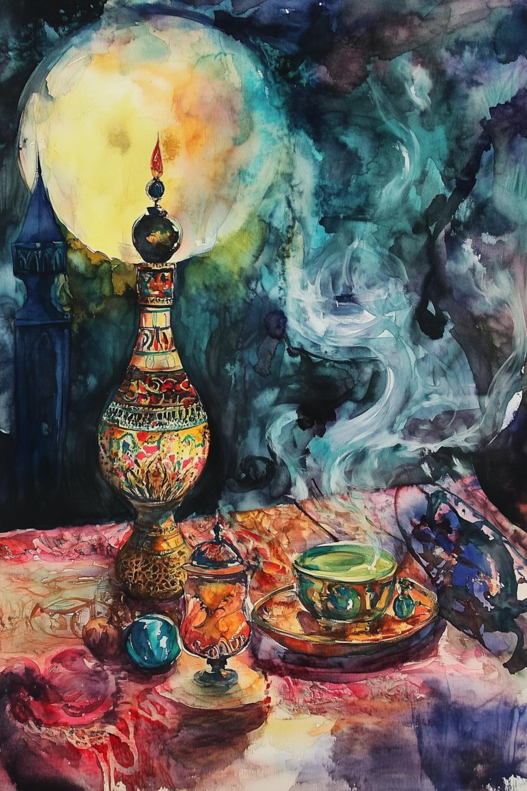 Kandinsky Inspired Night Still Life Art - Colorful Abstract Canvas ...