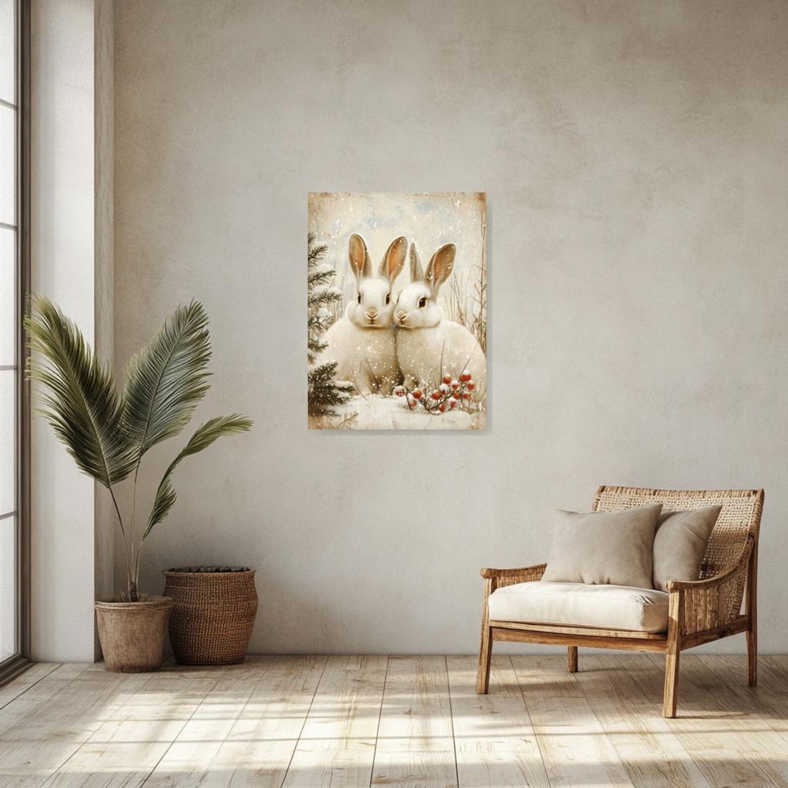 Charming Winter Rabbit Canvas Print Wall Art Inspired by Beatrix Potter ...