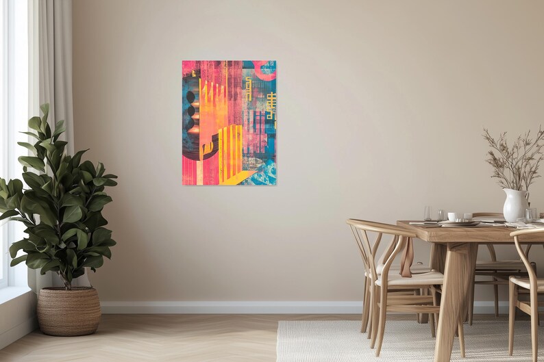 Vibrant Abstract Wall Art Canvas Print Inspired by Modernist Style Bold ...