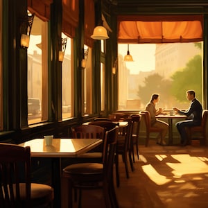 Edward Hopper Style Breakfast Date in Diner | Early Morning Sunlight ...