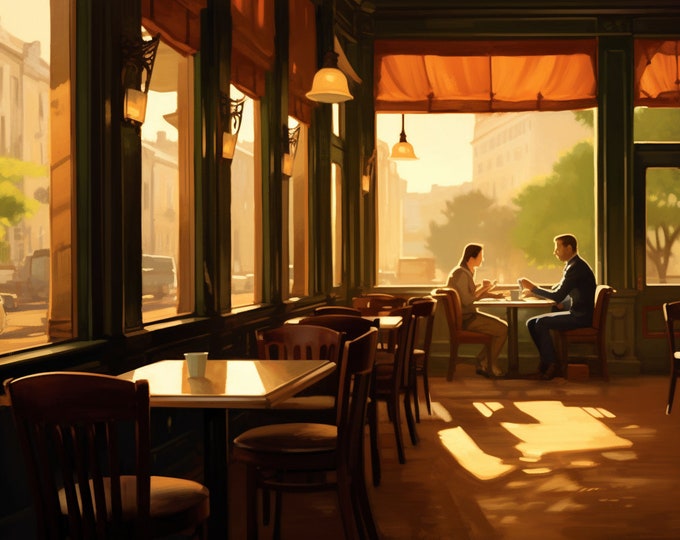 Edward Hopper Style Breakfast Date in Diner | Early Morning Sunlight ...