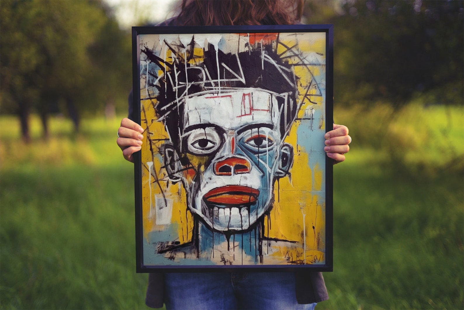 Graffiti Inspired Portrait Headshot Inspired by Jean-michel Basquiat Canvas Print Acrylic ...