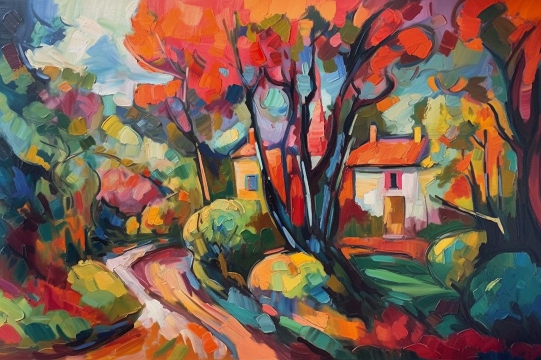 Fauvism House in the Woods Canvas Print: Vibrant Colors (digital ...