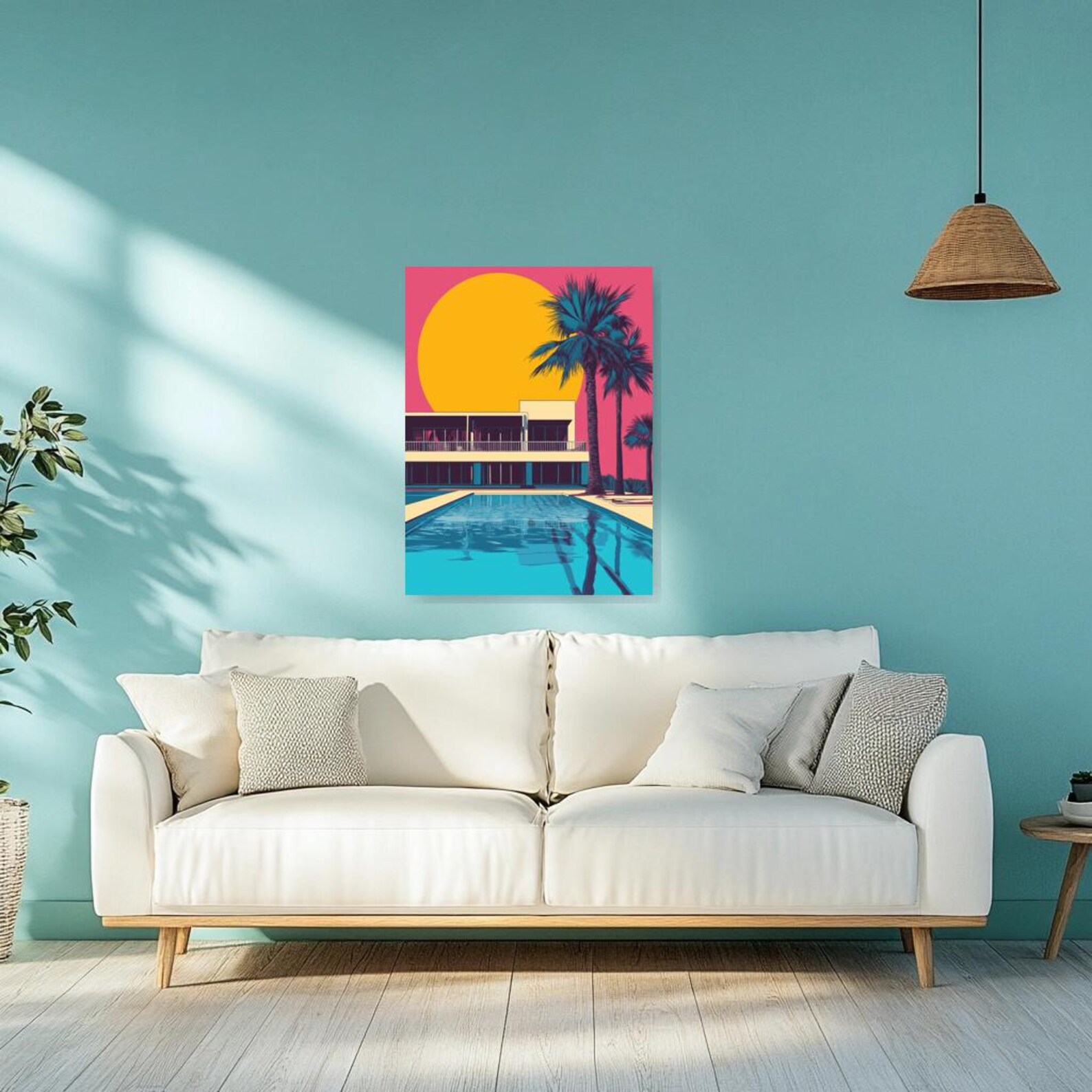 Mid-century Modern Palm Trees Canvas Print Wall Art Inspired by the ...