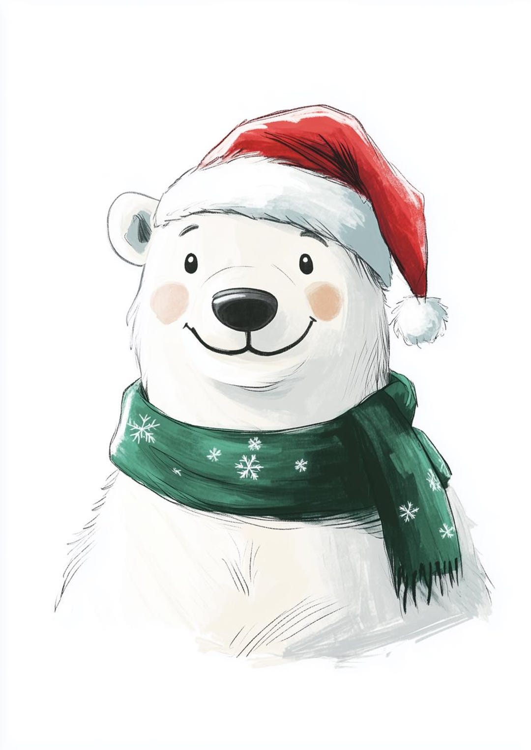 Cheerful Holiday Polar Bear Canvas Print Cute Art in Green and Red ...