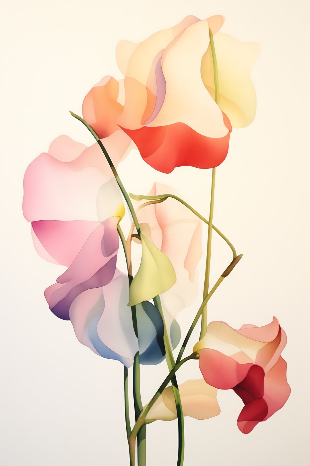 Georgia O’keeffe Inspired Sweet Pea Floral Bouquet | Canvas Home Decor ...