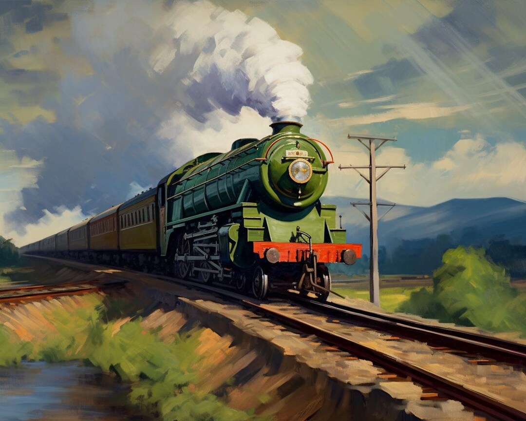 Powerful Flying Scotsman Train Canvas Print Inspired by Edward Hopper ...
