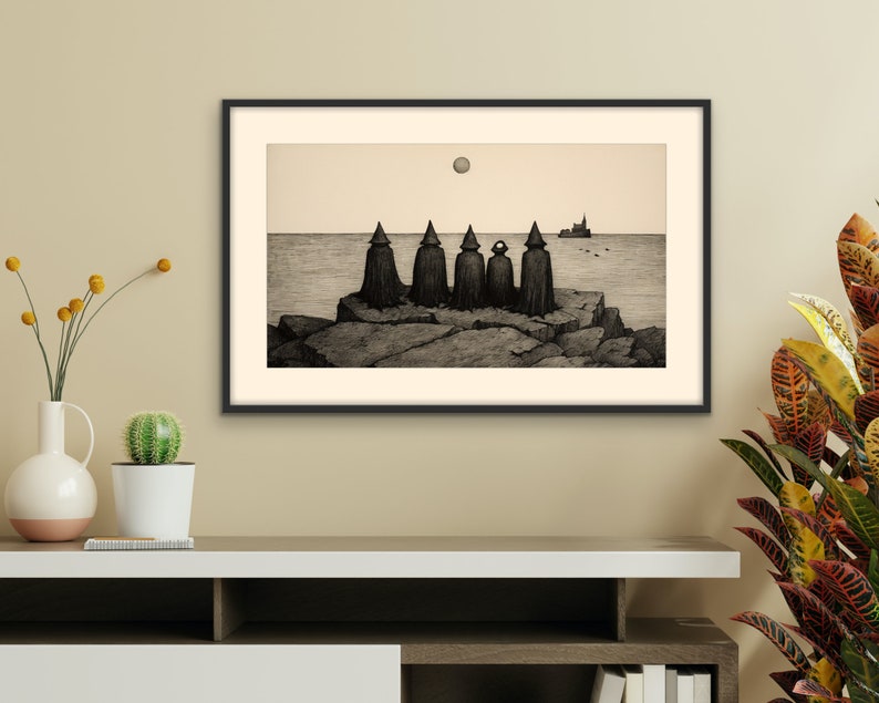 Elegant Robed Figures by the Sea Original Artwork | Canvas Print ...