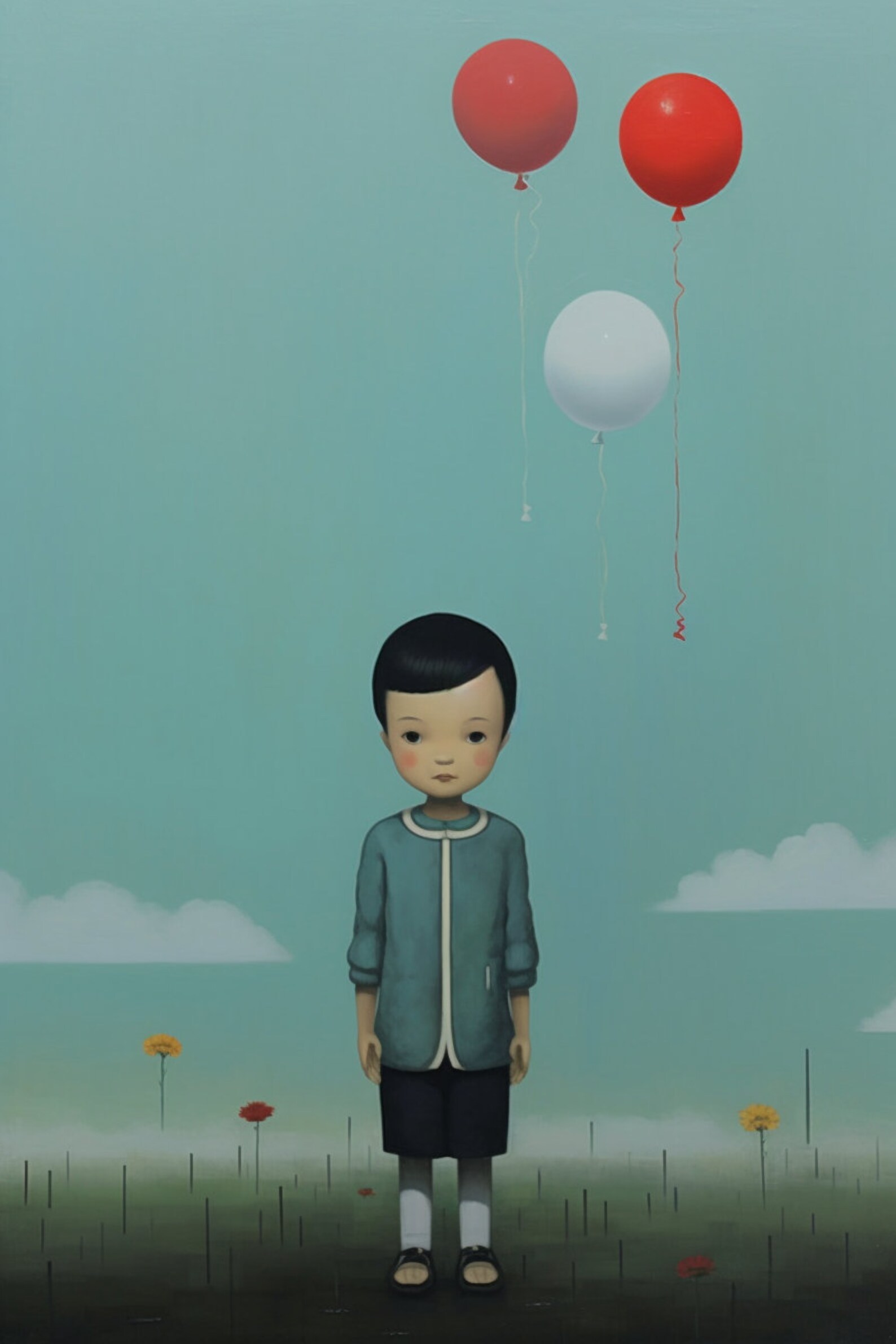 Liu Ye Inspired Boy With Balloons Art Print (digital Download) - Etsy
