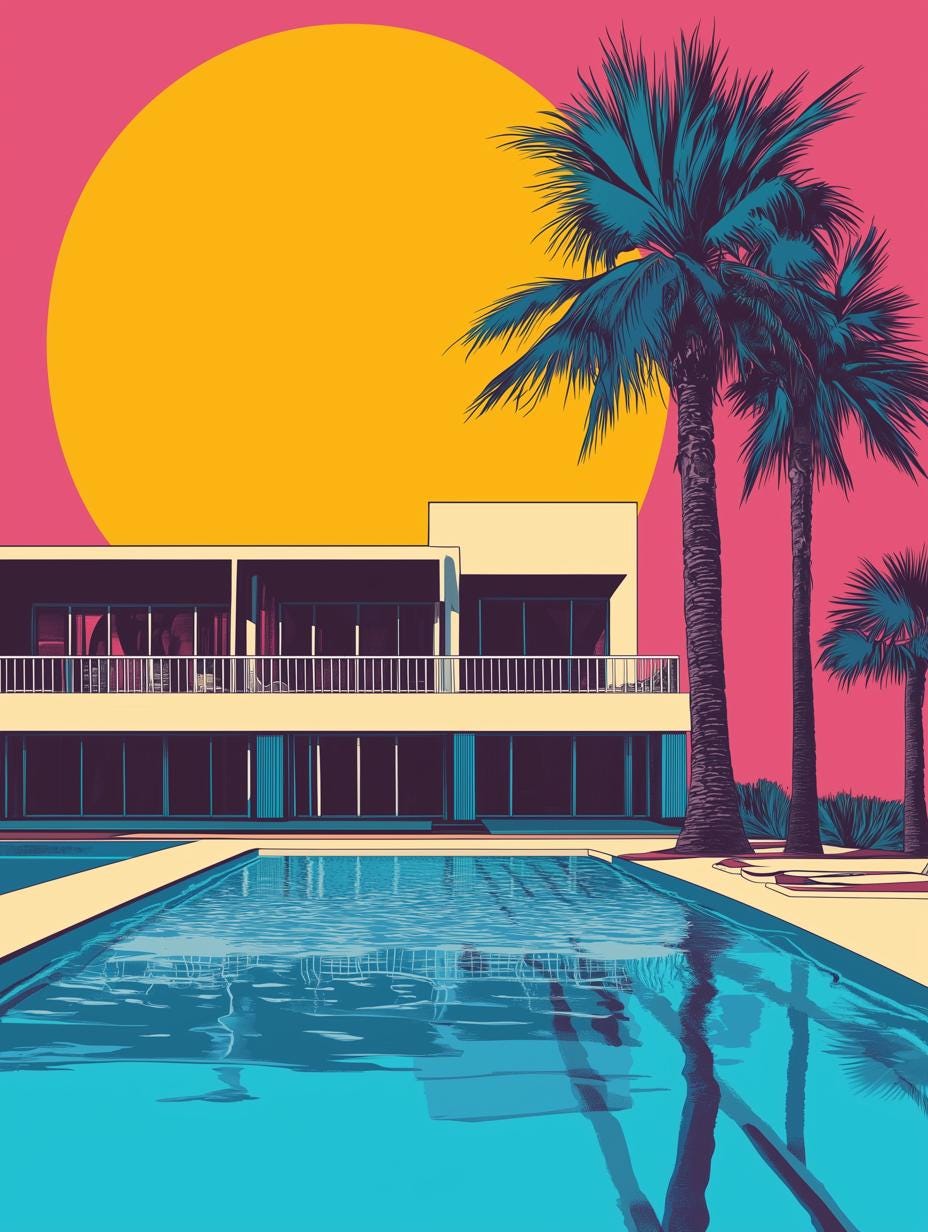 Mid-century Modern Palm Trees Canvas Print Wall Art Inspired by the ...