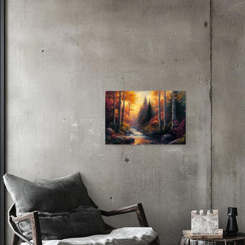 Autumn Forest Canvas Print: Bob Ross Inspired Woodland Landscape - Etsy