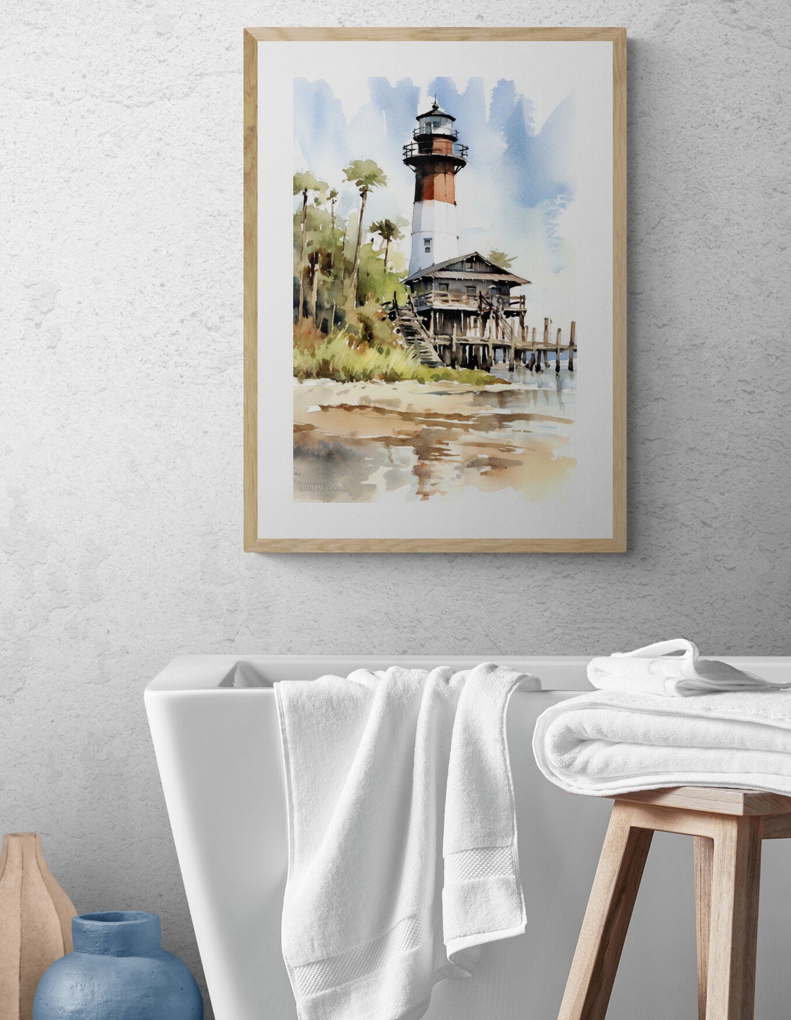 John Singer Sargent Style Watercolor Impressionist Lighthouse Painting ...