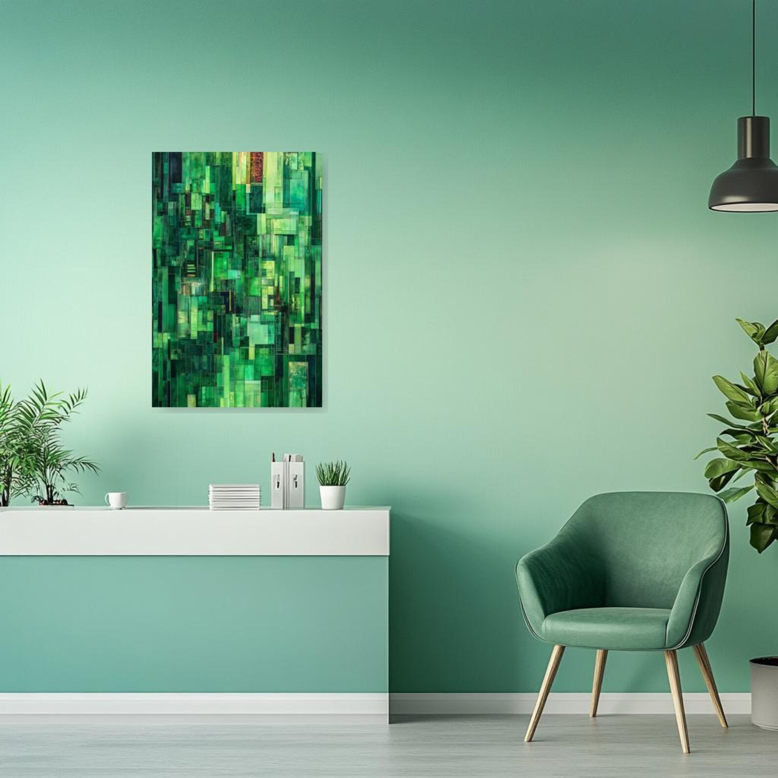 Abstract Green Canvas Wall Art Inspired by Mark Rothko Modern Home ...