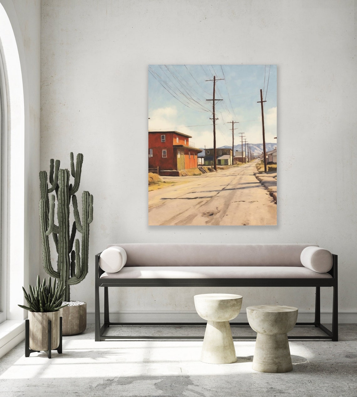 Americana in the Style of Robert Bechtle: Secluded Dusty Street and Red ...