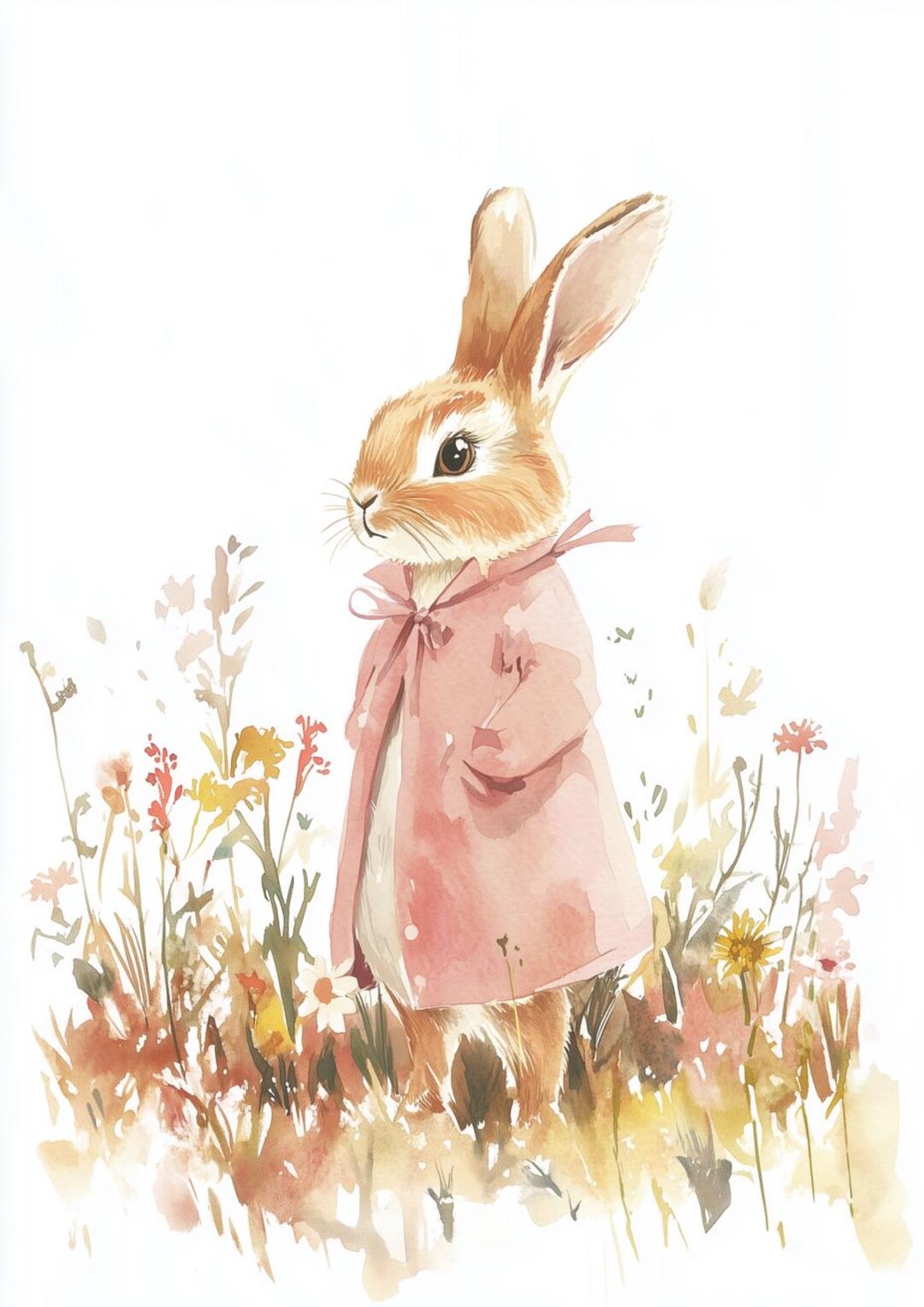 Charming Beatrix Potter Inspired Rabbit Watercolor Print for Kids Room ...