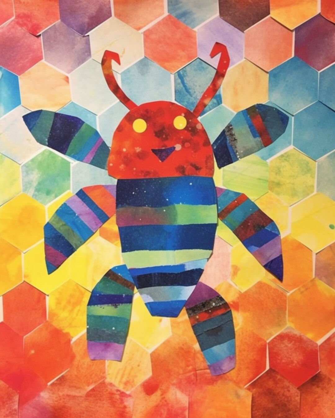 Rainbow Dragon Collage Art: A Colorful Tribute to Anthropomorphic ...