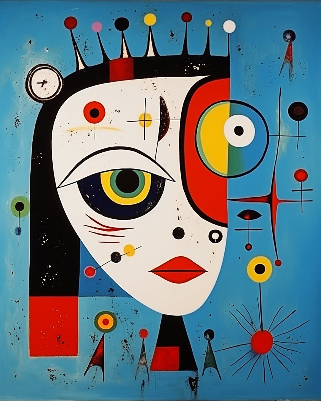 Influences of Joan Miro: Abstract Female Figure on Canvas | Custom ...