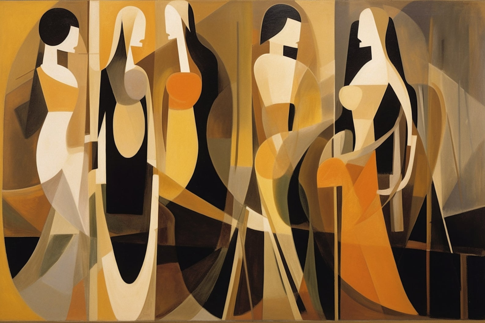 Marcel Duchamp Inspired Abstract Women Artwork in Warm Tones - Custom ...