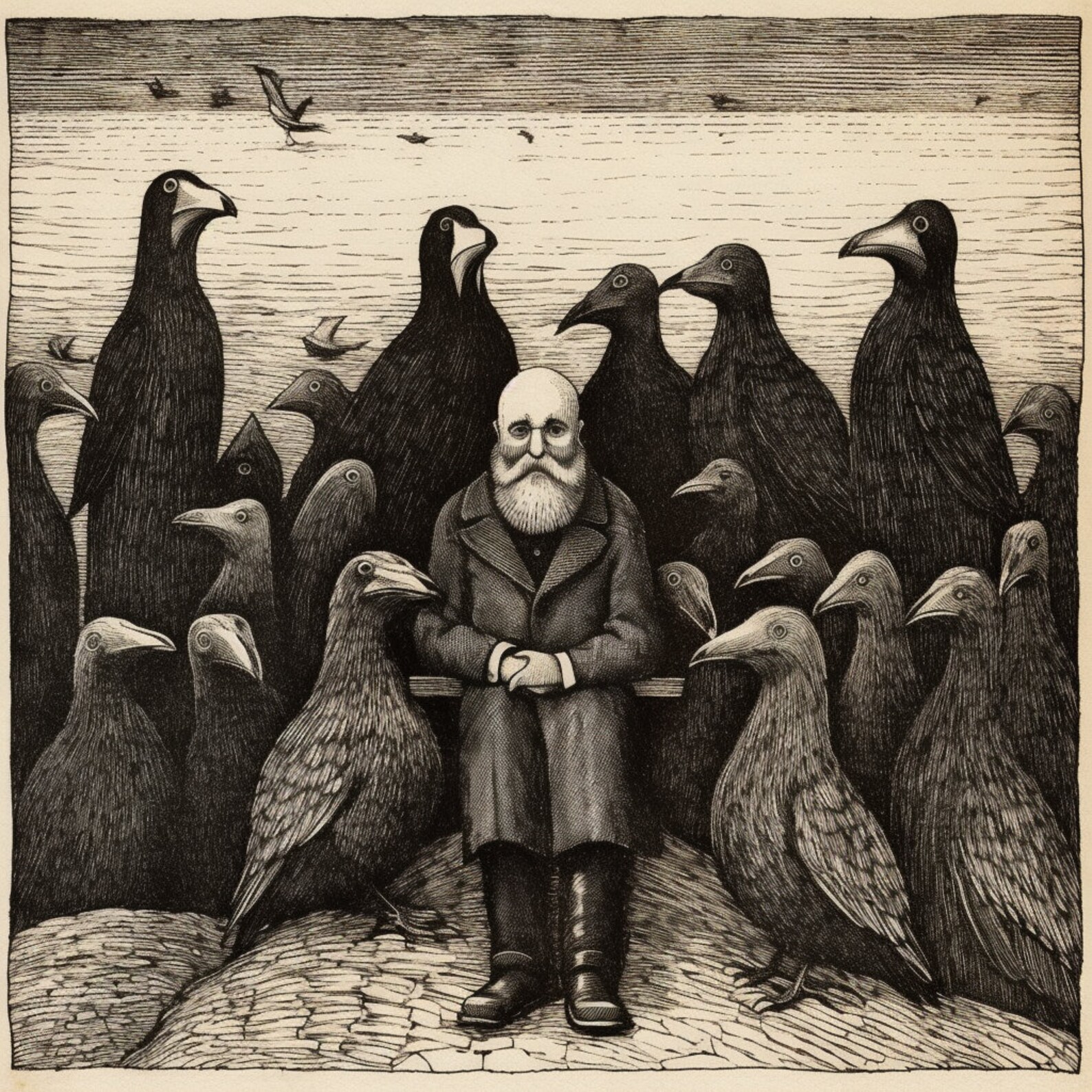 Mysterious and Macabre: A Monochrome Edward Gorey Styled Original Art ...