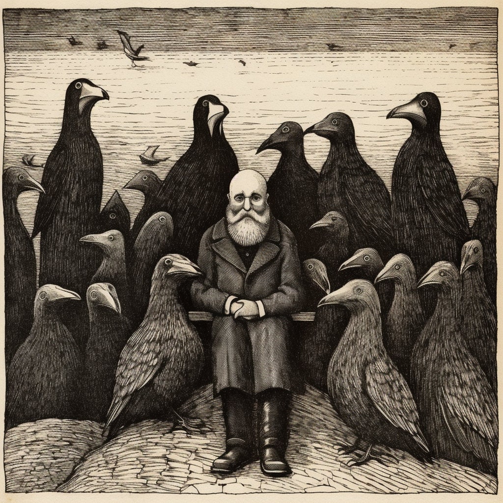 Mysterious and Macabre: A Monochrome Edward Gorey Styled Original Art ...