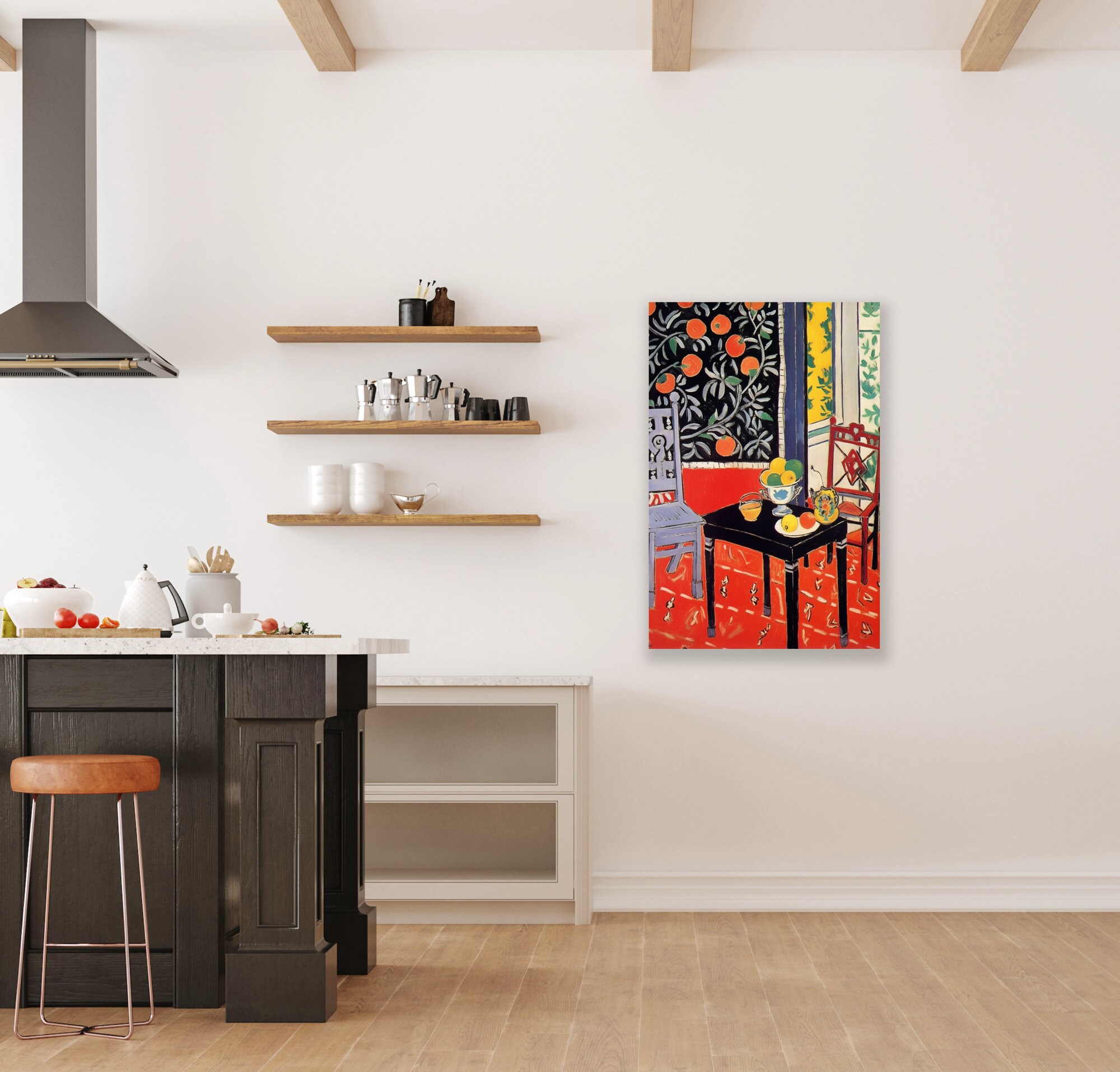 Spanish Kitchen Inspired by Matisse: Red Morning Breakfast Wall Art for ...